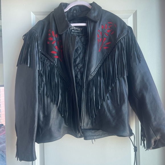 Unik | Jackets & Coats | Vintage Unik Leather Jacket With Red ...